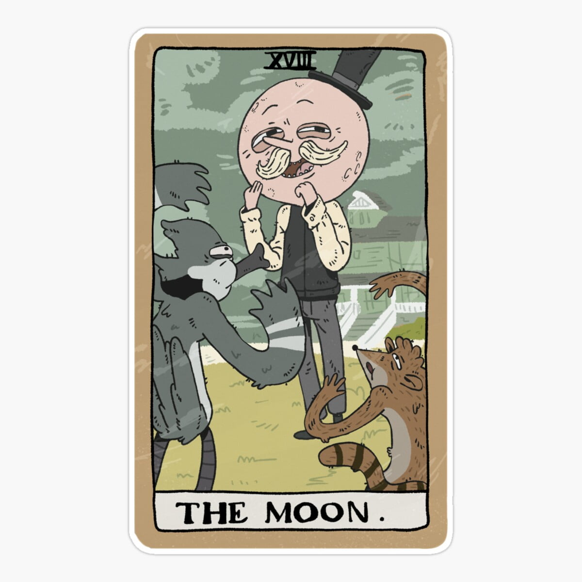 Maneki Tarot Card, Mor Arcana, The Moon(Xviii) (Regular Show) Er, Phone Decal Water Bottle ...