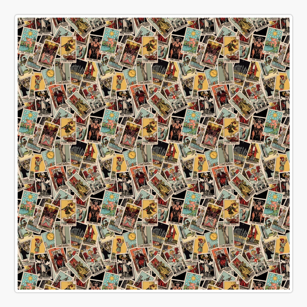 Maneki Tarot Card Pattern - Vintage Tarot - Scattered Cards - Rider ...