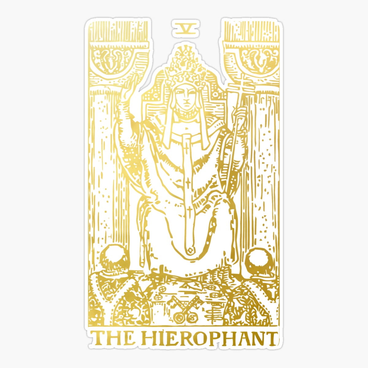 Maneki Tarot Card The Hierophant Gold Deck Er, Phone Decal Water Bottle ...