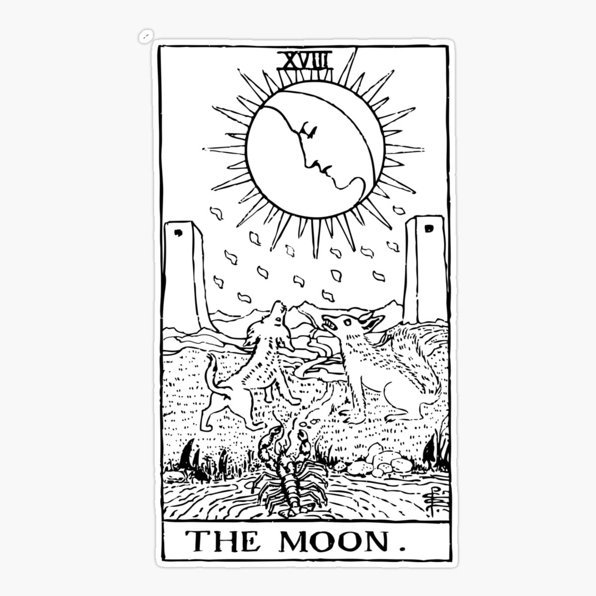 Maneki Tarot Card : The Moon Black & White Er, Phone Decal Water Bottle ...