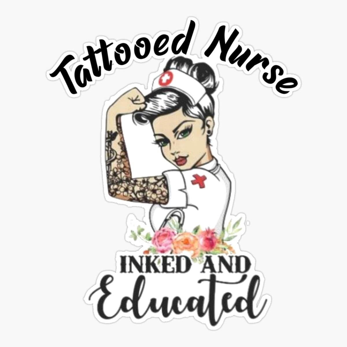 Maneki Tattooed Nurse Inked And Educated Er, Phone Decal Water Bottle ...