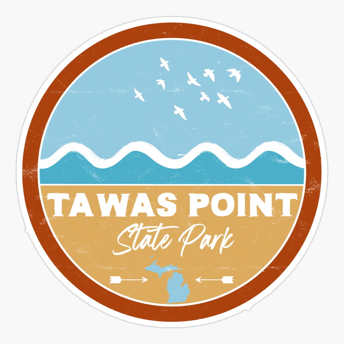 Maneki Tawas Point State Park Beach Michigan - Retro Lake Mi Beach Wave ...