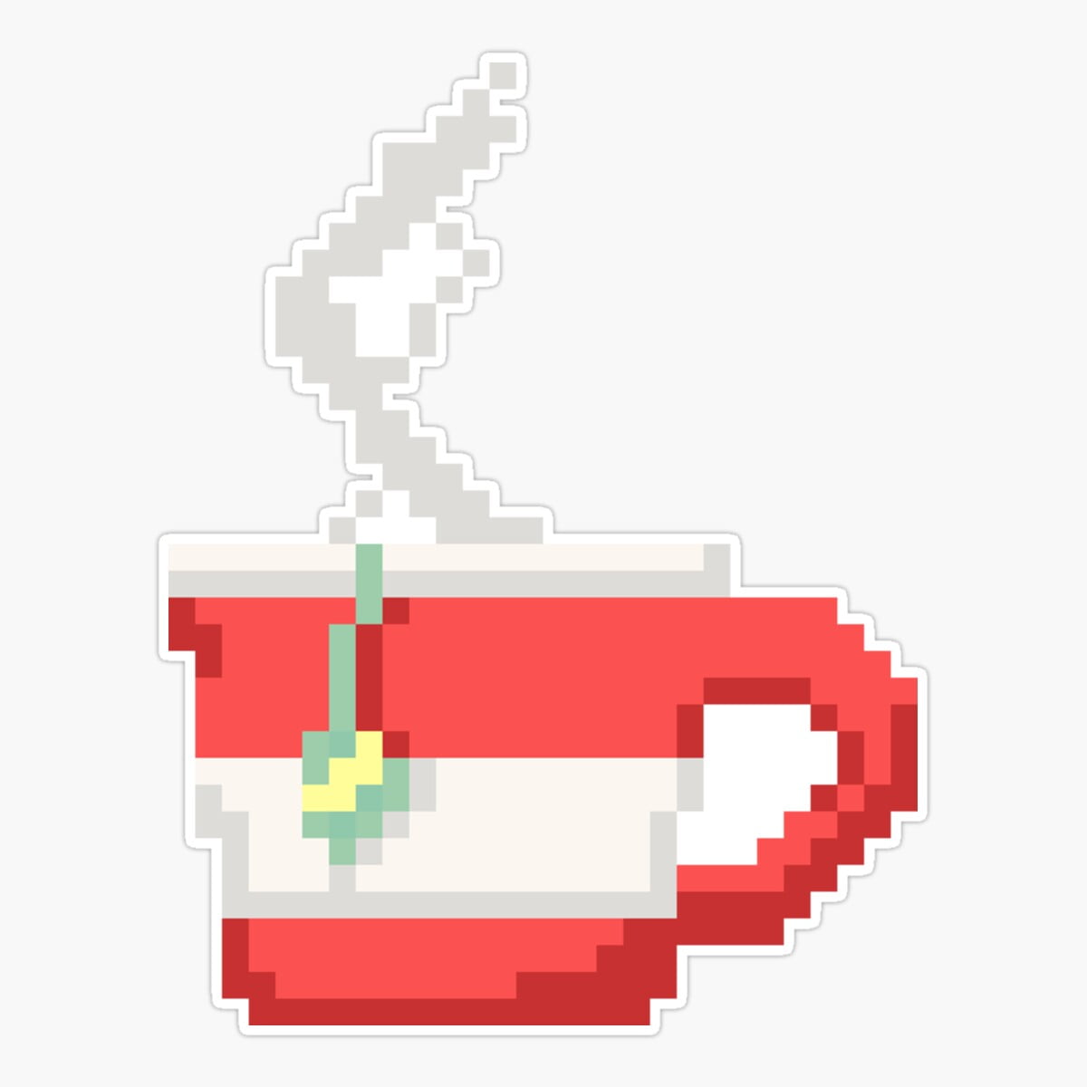 Maneki Tea Cup Pixel Art Er, Phone Decal Water Bottle Stickers Car ...
