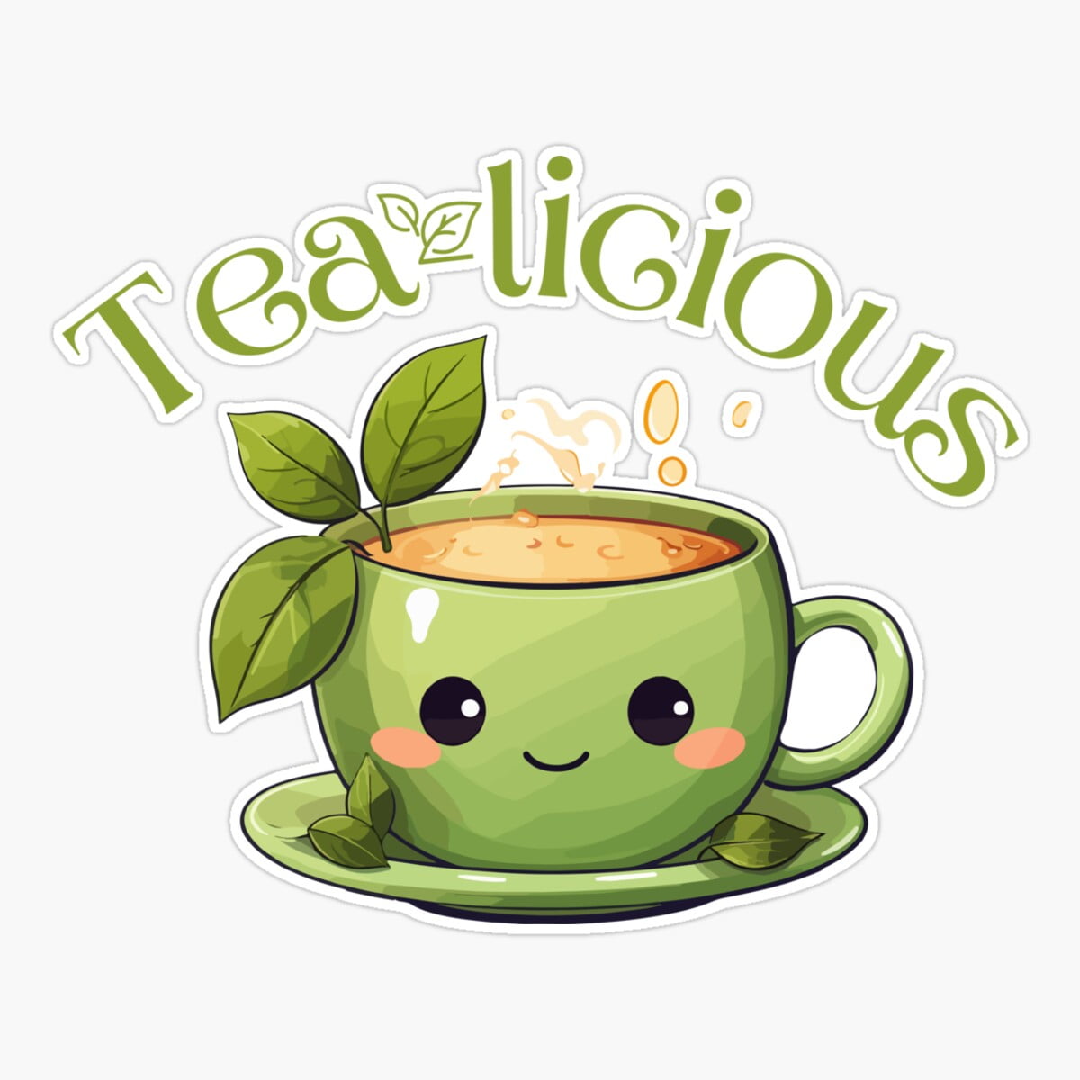 Maneki Tea-Licious Green Tea Cup Er, Phone Decal Water Bottle Stickers Car Decals, Funny ...