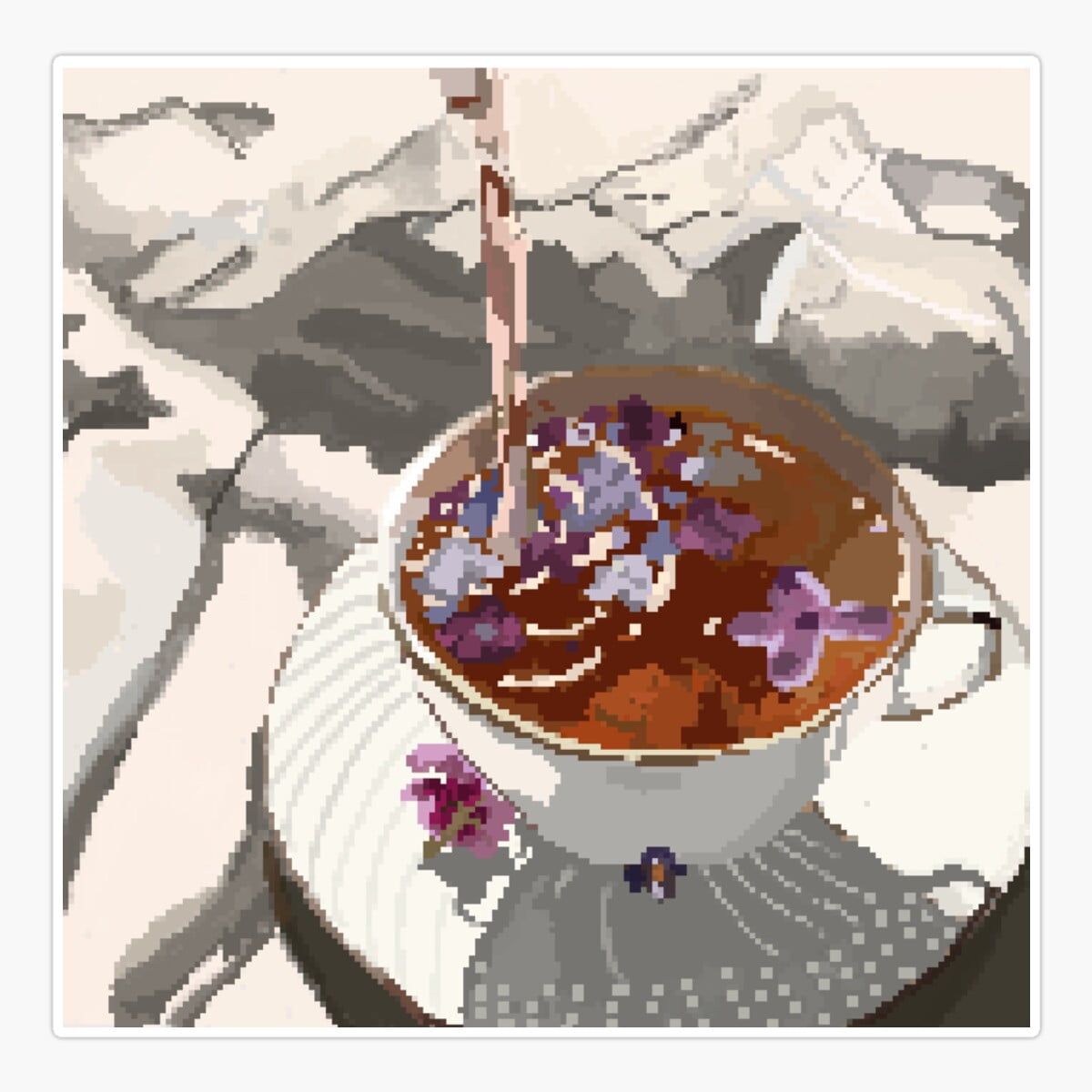 Maneki Tea Pixel Art Sticker, Phone Decal Water Bottle Stickers Car ...