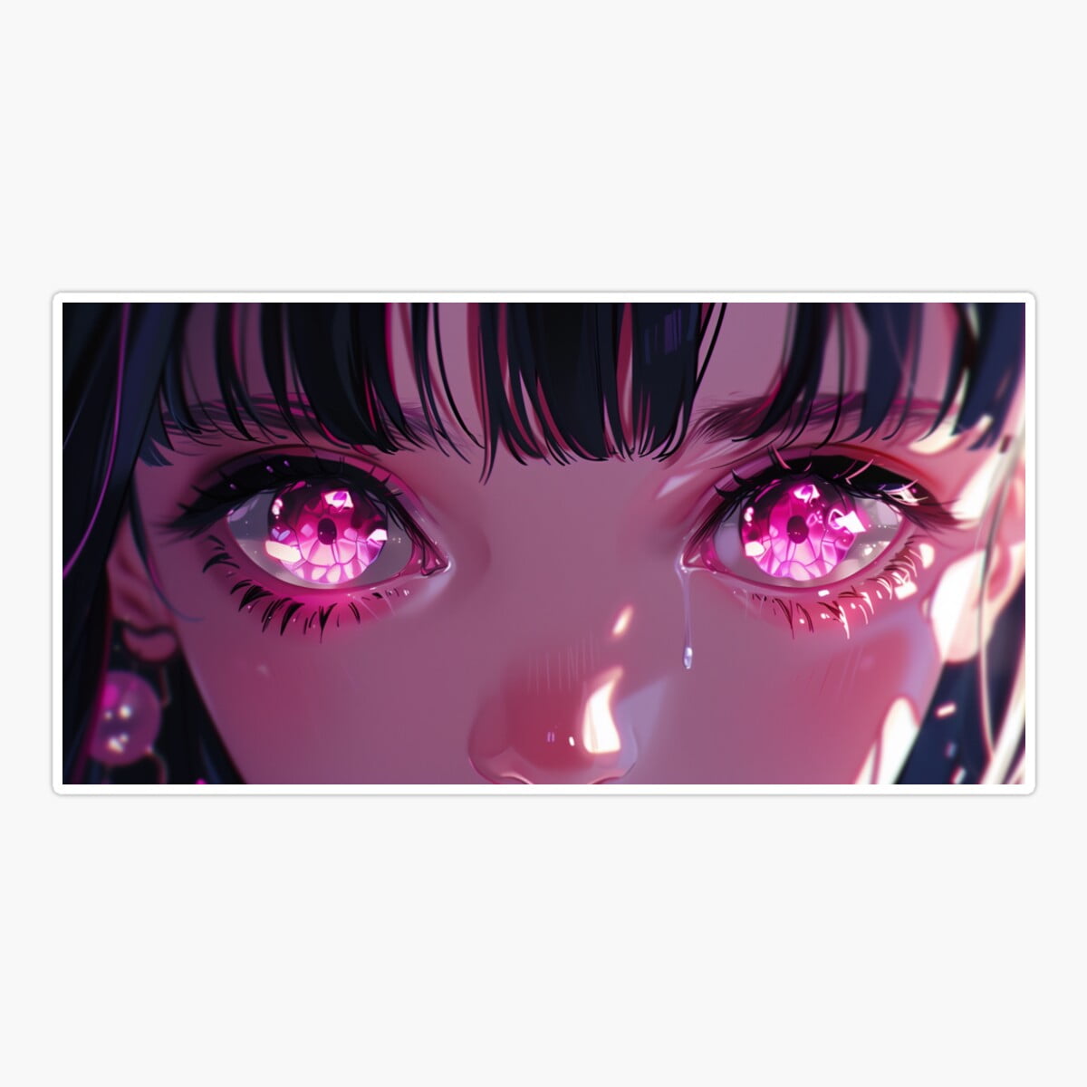 Maneki Tears In Shimmering Anime Eyes Sticker, Phone Decal Water Bottle ...