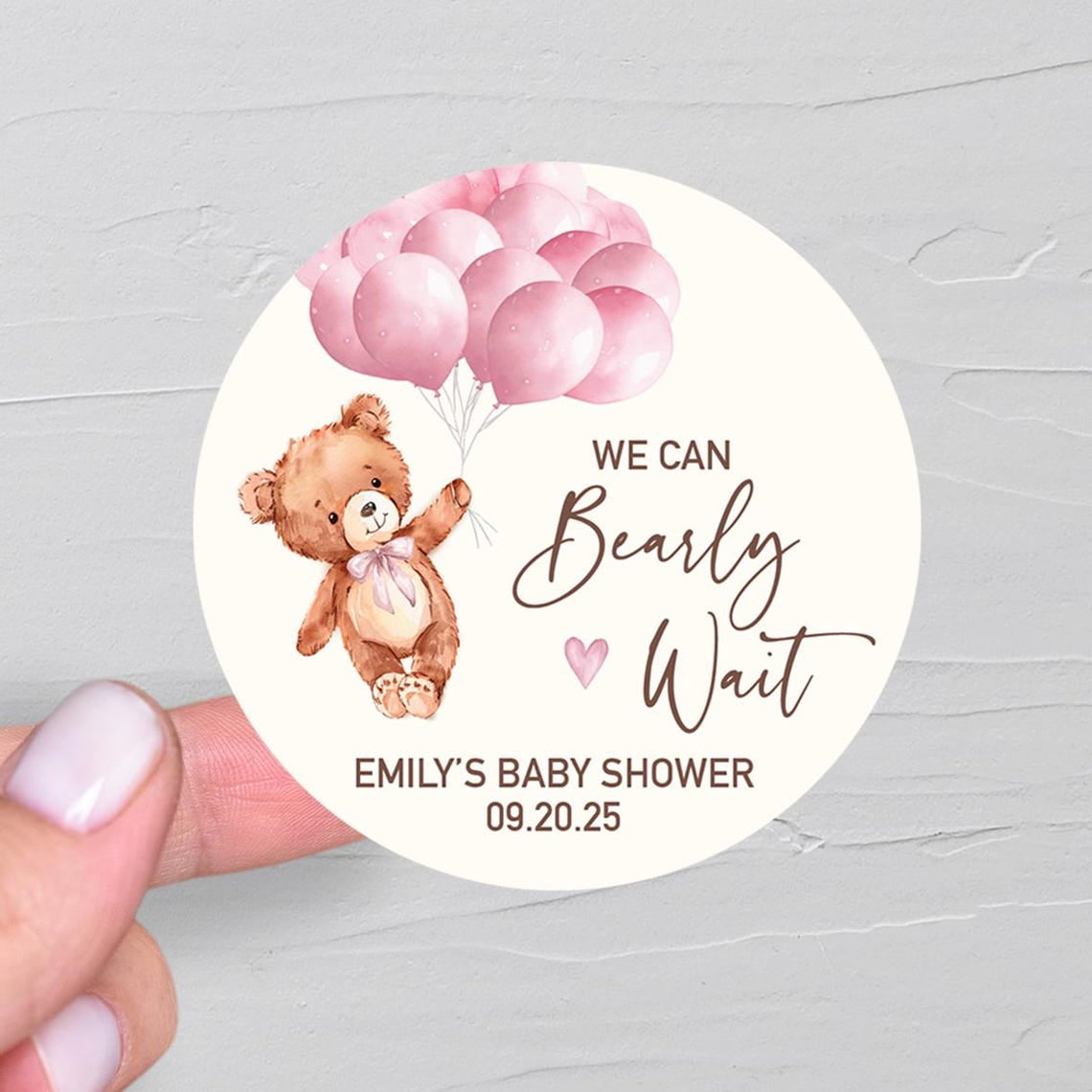 Maneki Teddy Bear Baby Shower Favors Labels, We Can Bearly Wait Baby ...