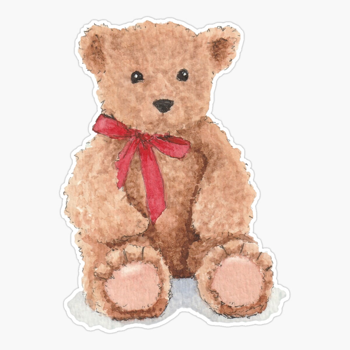 Maneki Teddy Bear With Red Bow Er, Phone Decal Water Bottle Stickers ...