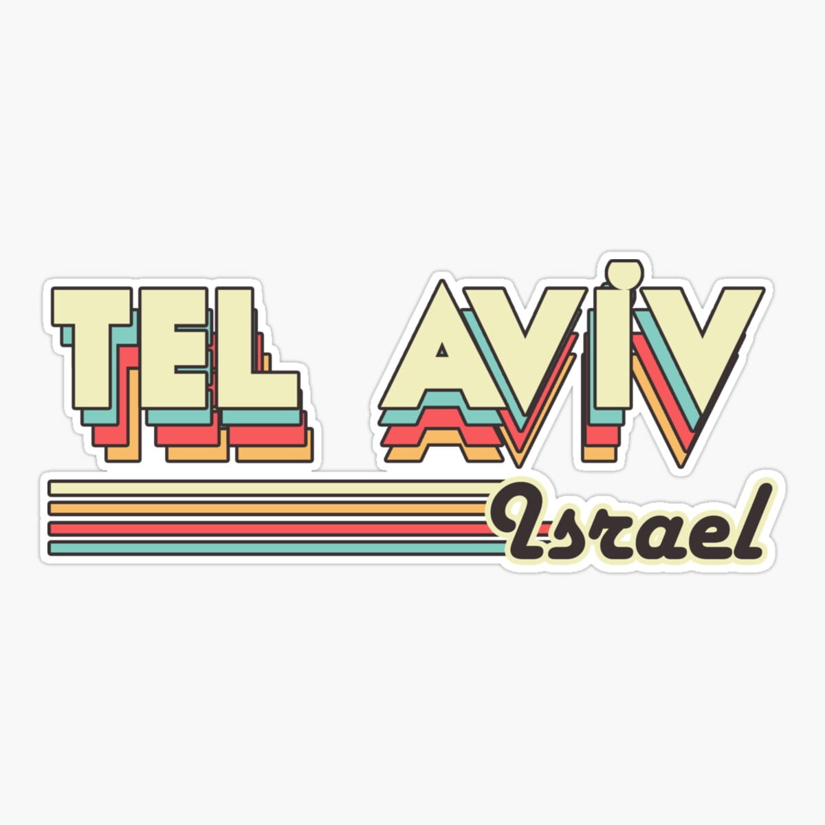Maneki Tel Aviv City Sticker, Phone Decal Water Bottle Stickers Car ...