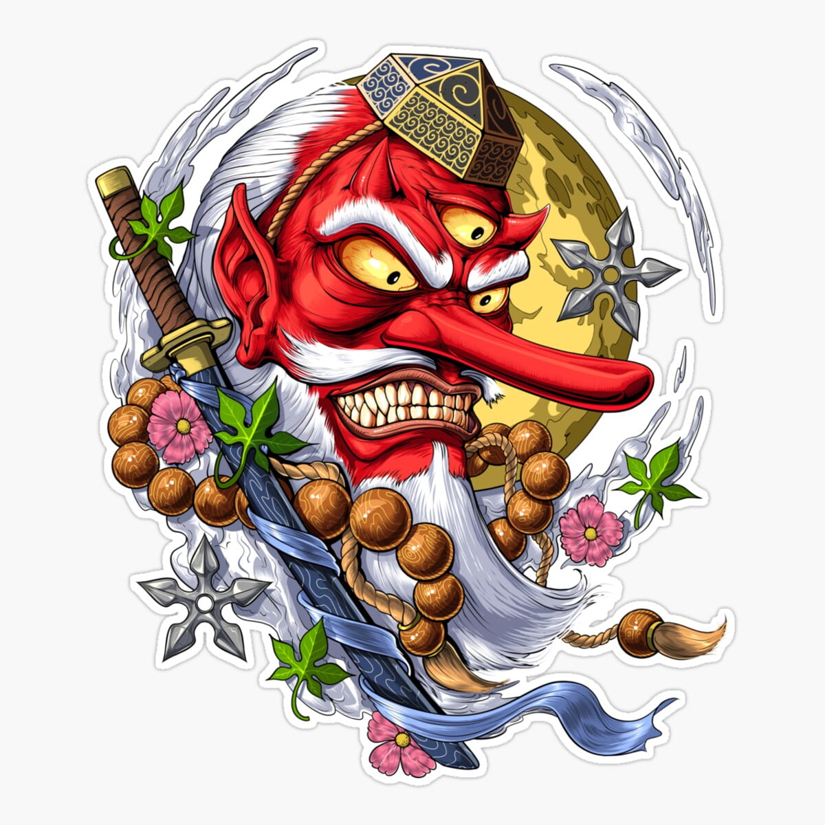 Maneki Tengu Japanese Demon Sticker, Phone Decal Water Bottle Stickers ...