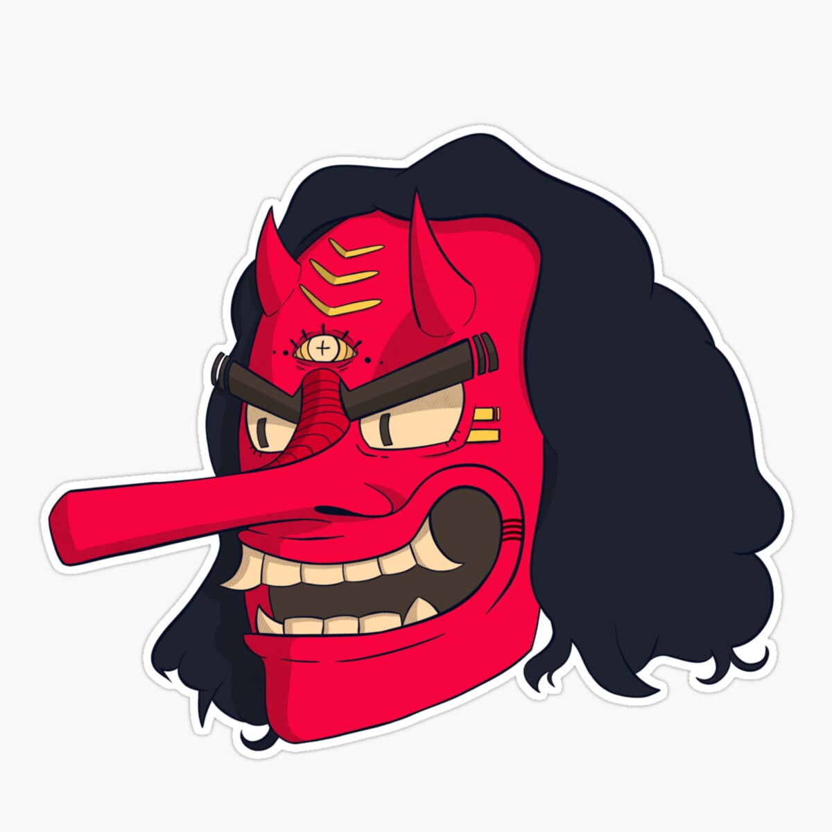 Maneki Tengu Mask Sticker, Phone Decal Water Bottle Stickers Car Decals ...