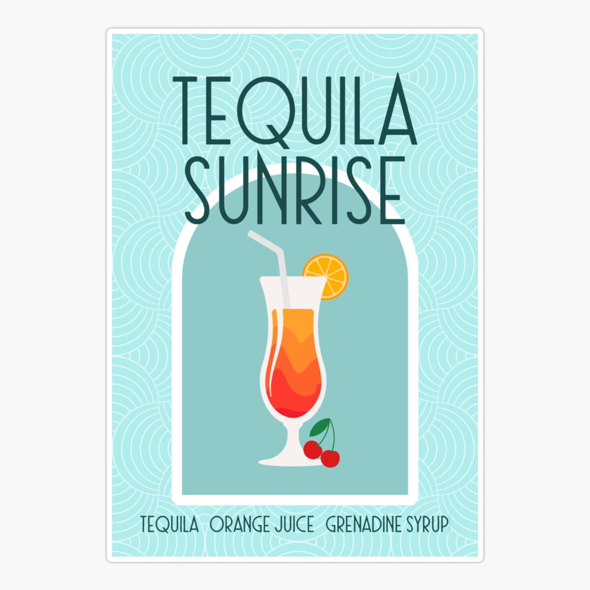 Maneki Tequila Sunrise Sticker, Phone Decal Water Bottle Stickers Car ...