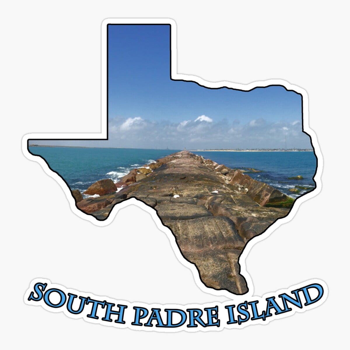 Maneki Texas State Outline (South Padre Island Jetty) Sticker, Phone ...