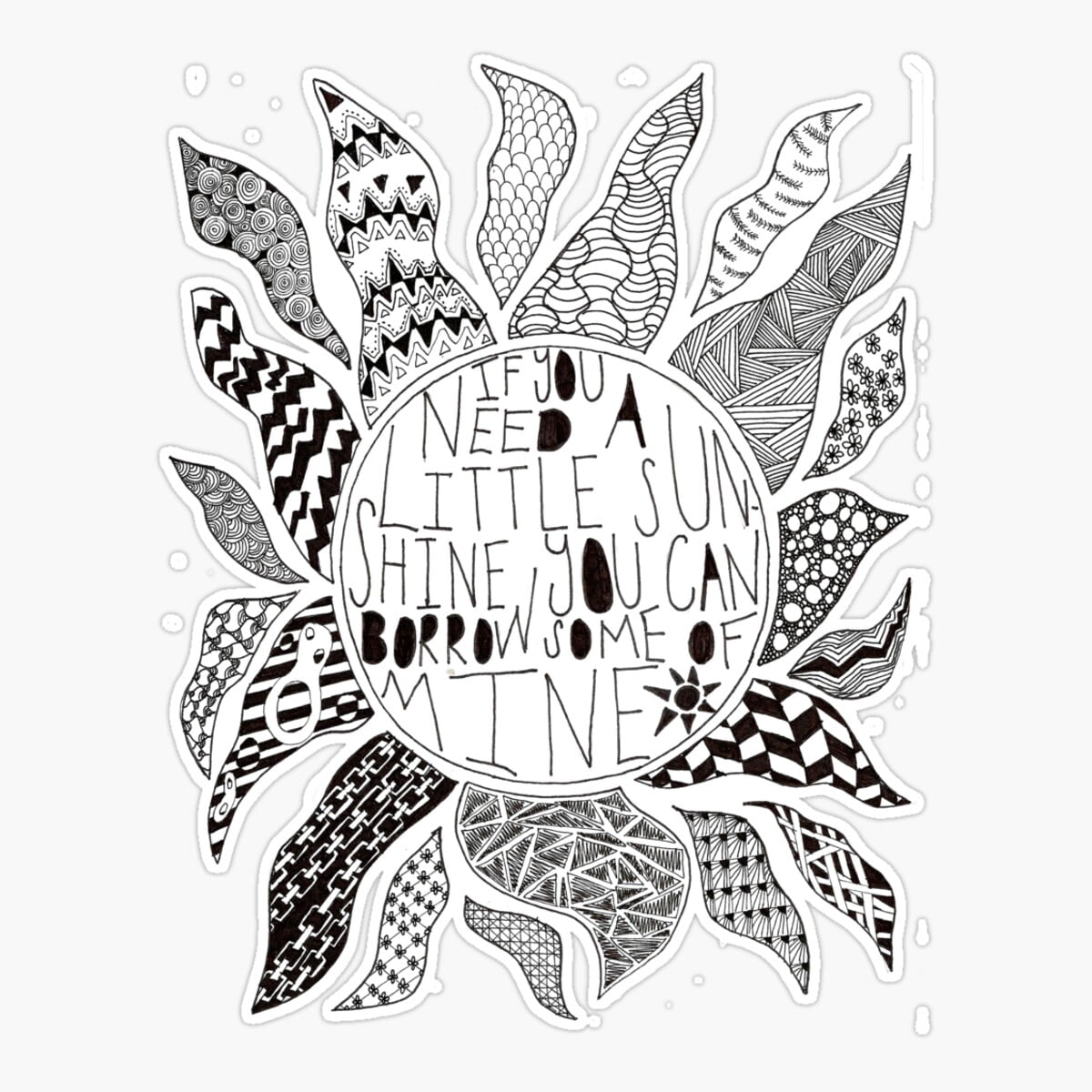 Maneki Tfb Sunshine Zentangle Sticker, Phone Decal Water Bottle ...