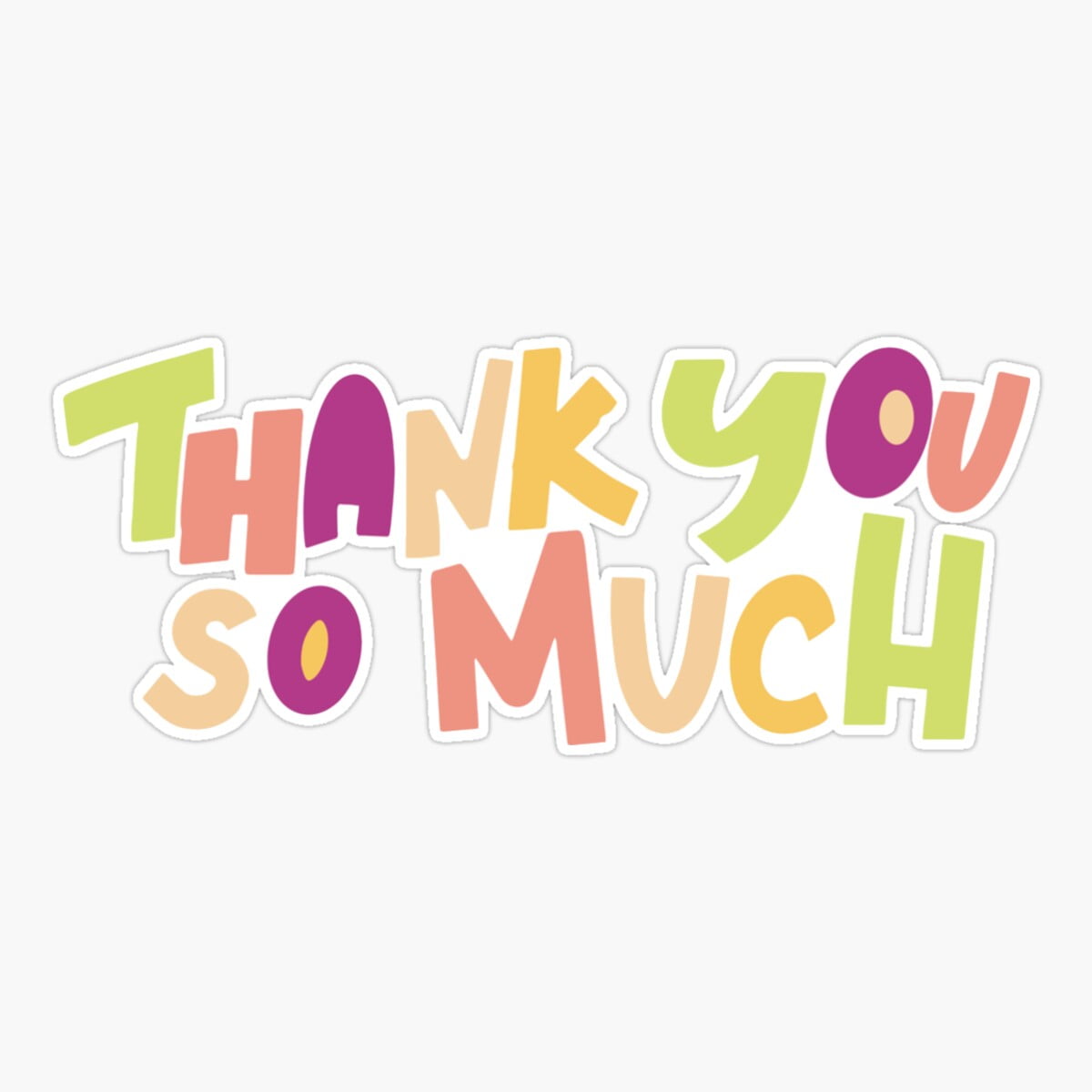 Maneki Thank You So Much Colorful Typography Sticker, Phone Decal Water ...