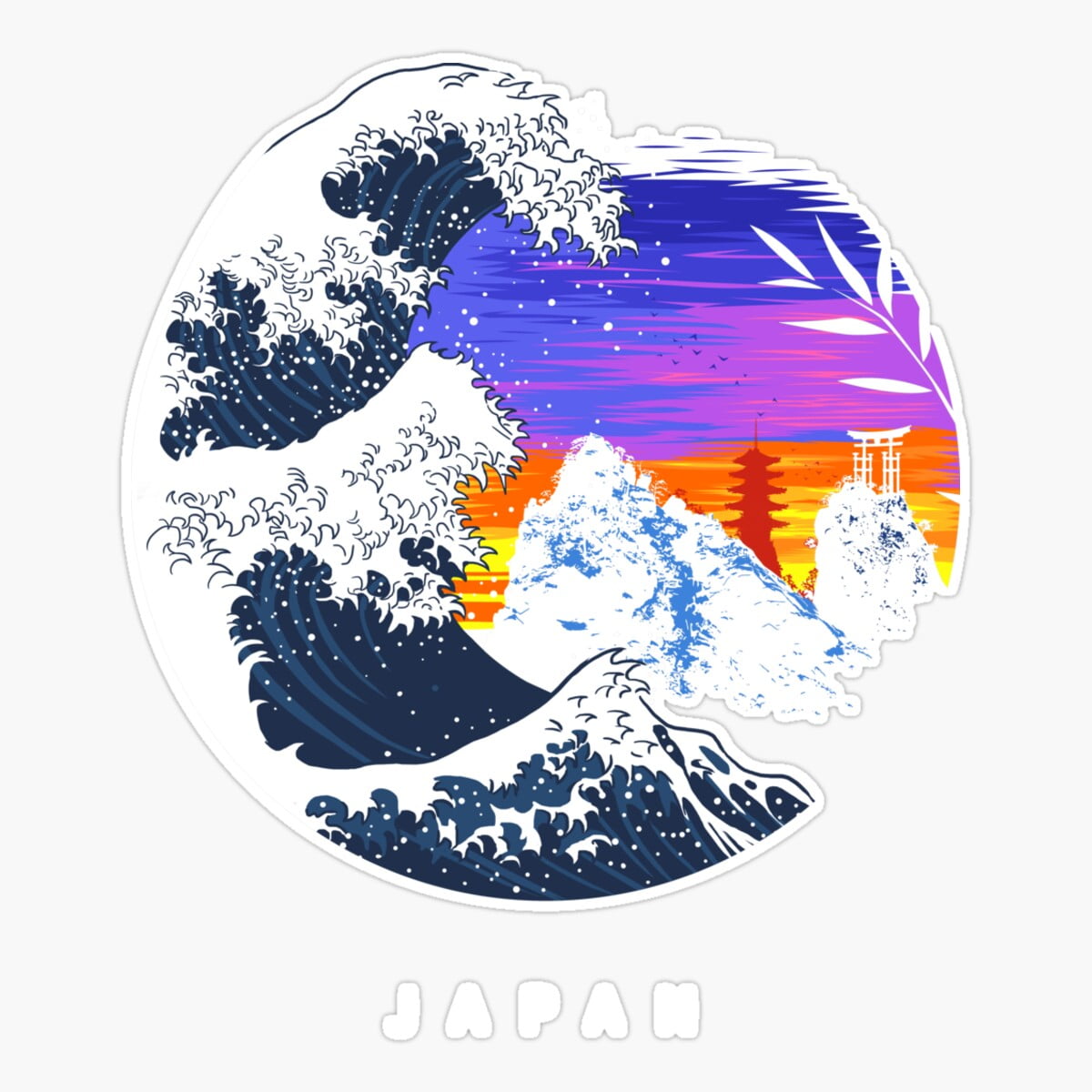 Maneki The Asian Wave Sticker, Phone Decal Water Bottle Stickers Car ...