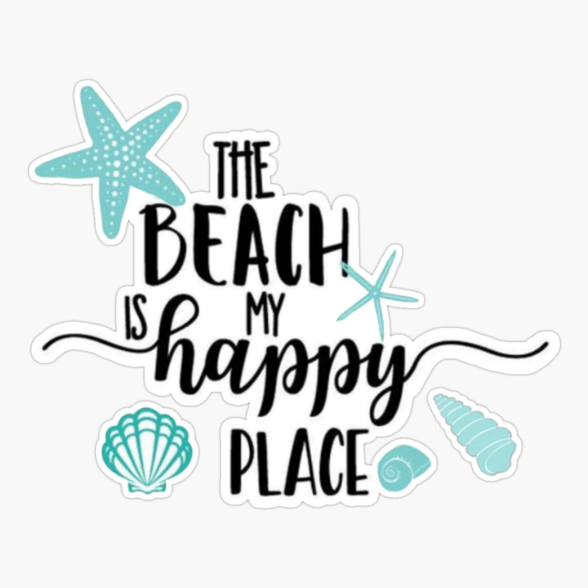 Maneki The Beach Is My Happy Place Sticker, Phone Decal Water Bottle ...