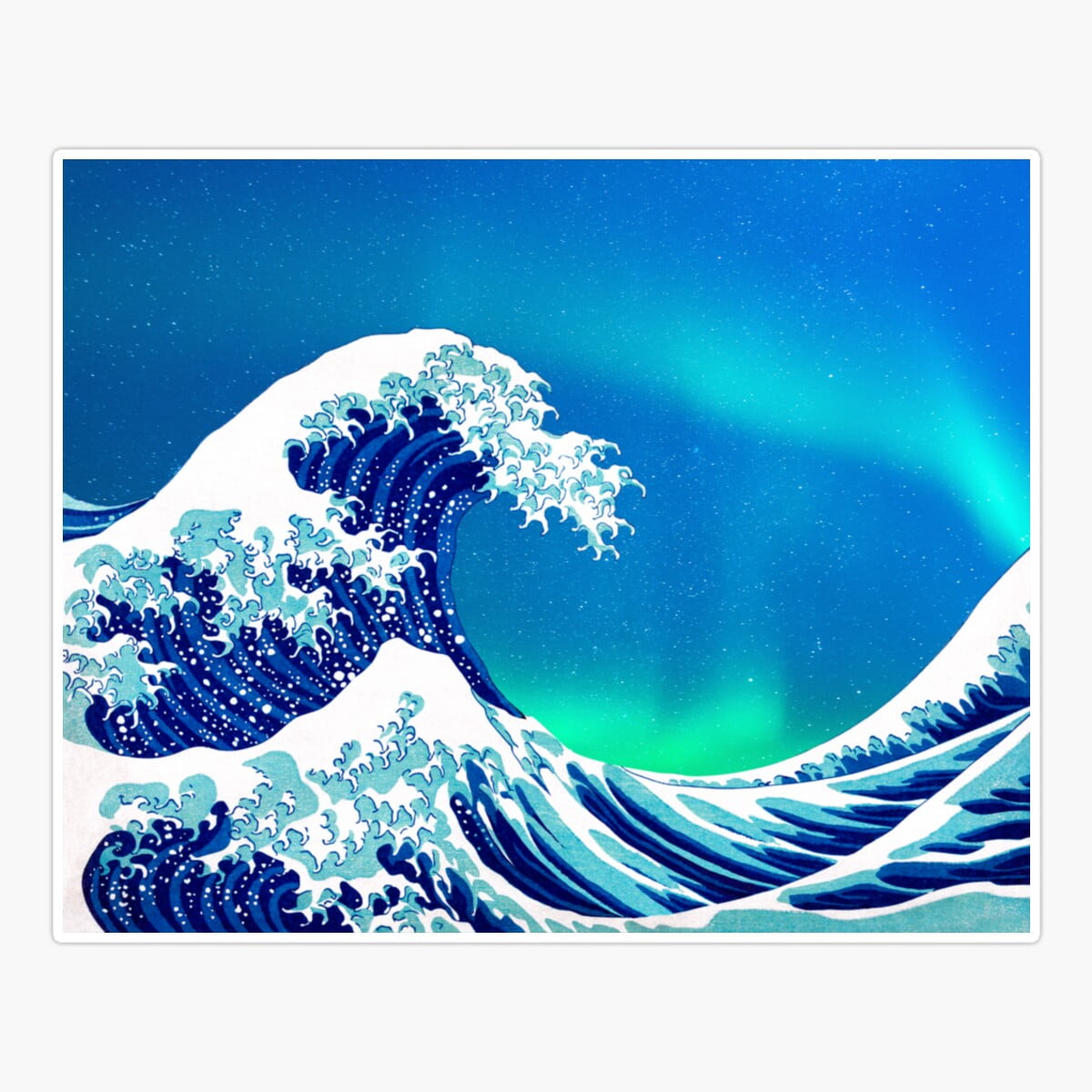 Maneki The Big Wave - Vintage Japanese Wave With Aurora Borealis ...