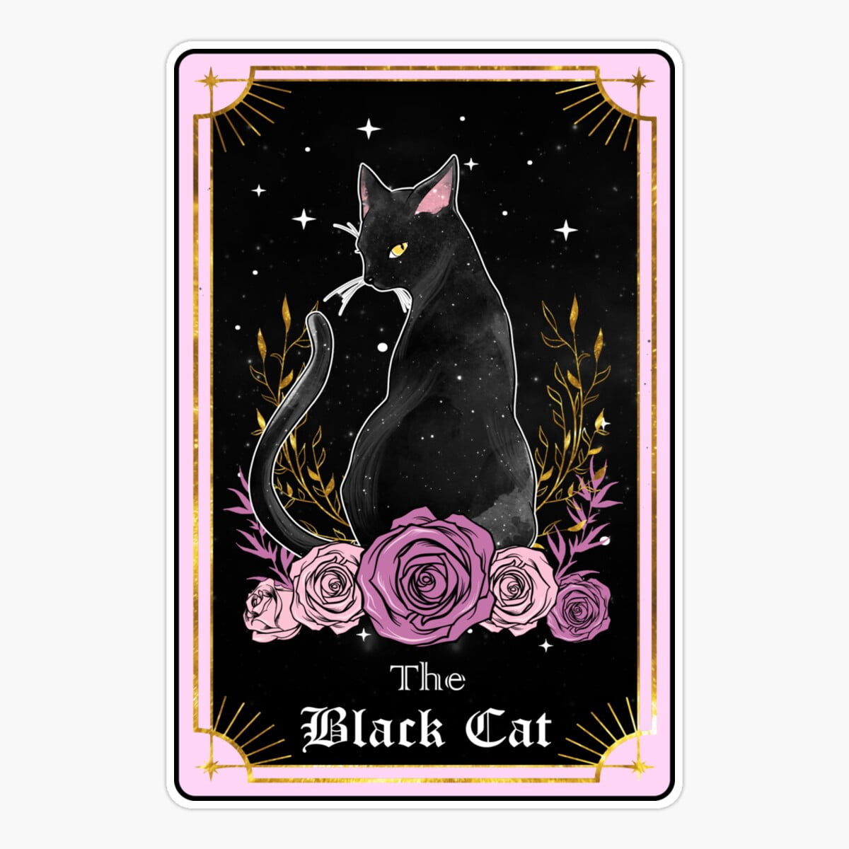 Maneki The Black Cat Tarot Card Design Er, Phone Decal Water Bottle ...