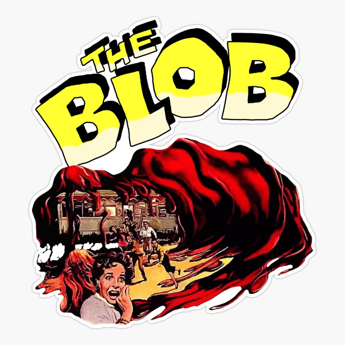 Maneki The Blob Retro Cult Classic Horror Fan Art Sticker, Phone Decal ...