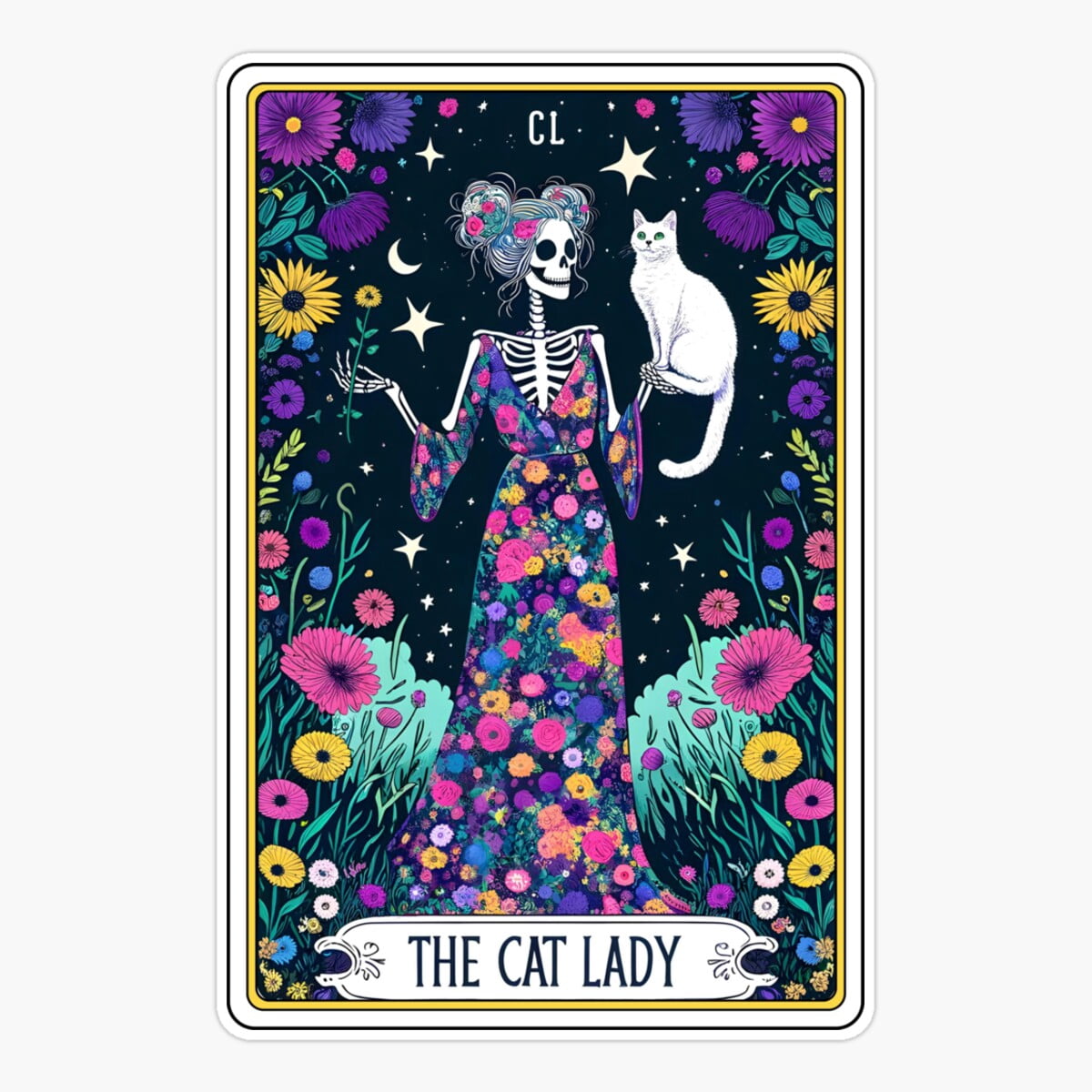 Maneki The Cat Lady - Tarot Card Sticker, Phone Decal Water Bottle ...