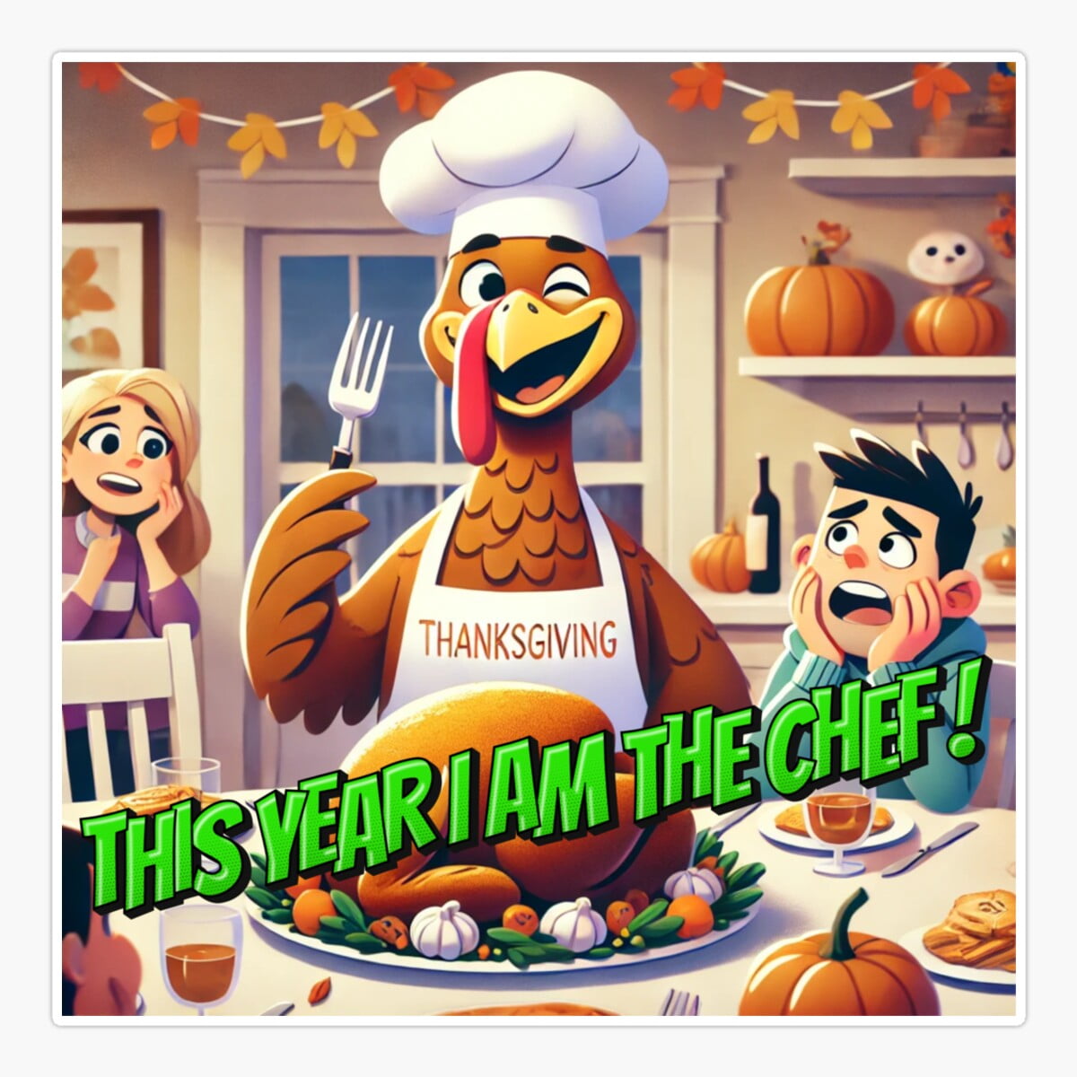 Maneki The Che Invites You To A Thanksgiving Party Sticker, Phone Decal ...