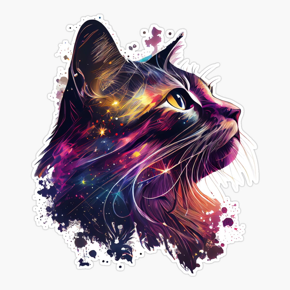 Maneki The Cosmic Cat Sticker, Phone Decal Water Bottle Stickers Car ...