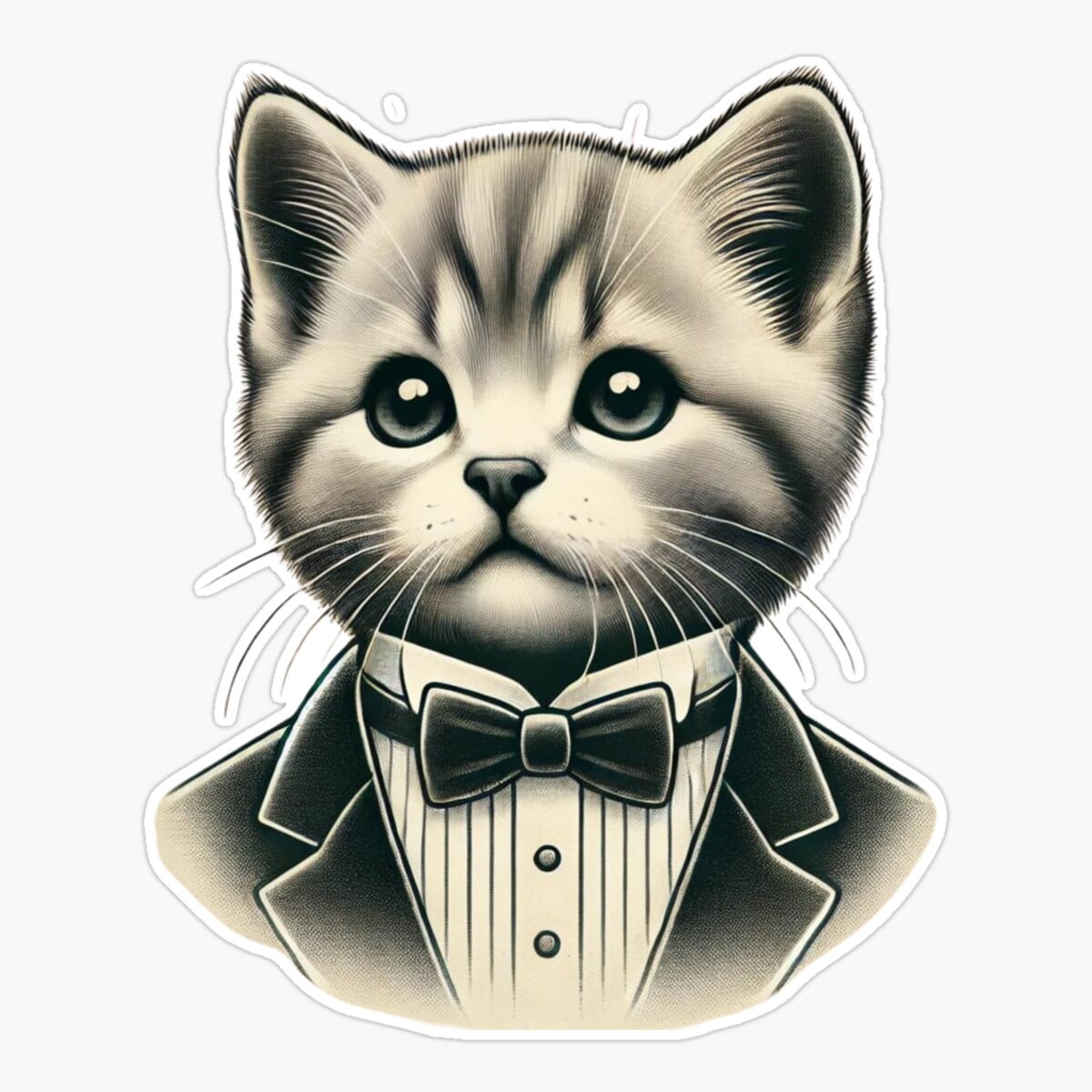 Maneki The Dapper Gentleman Vintage Cat In Tuxedo Sticker, Phone Decal ...