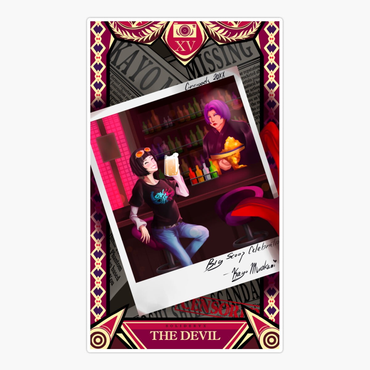 Maneki The Devil - Persona 5 Er, Phone Decal Water Bottle Stickers Car ...