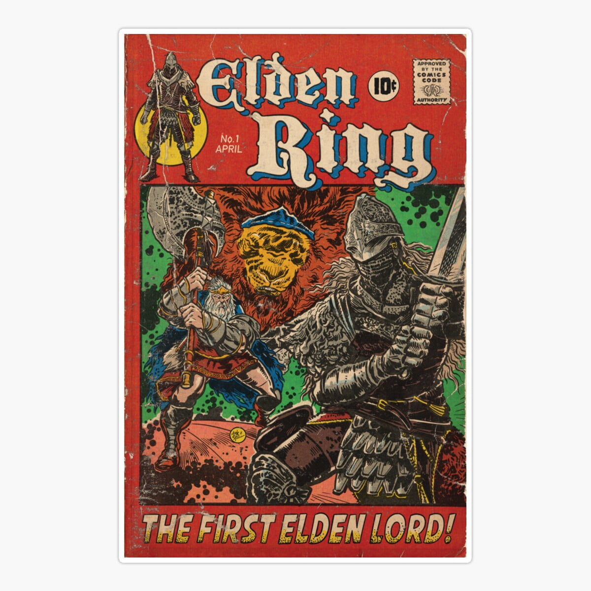 Maneki The First Elden Lord! Comic Book Cover Fan Art Sticker, Phone ...