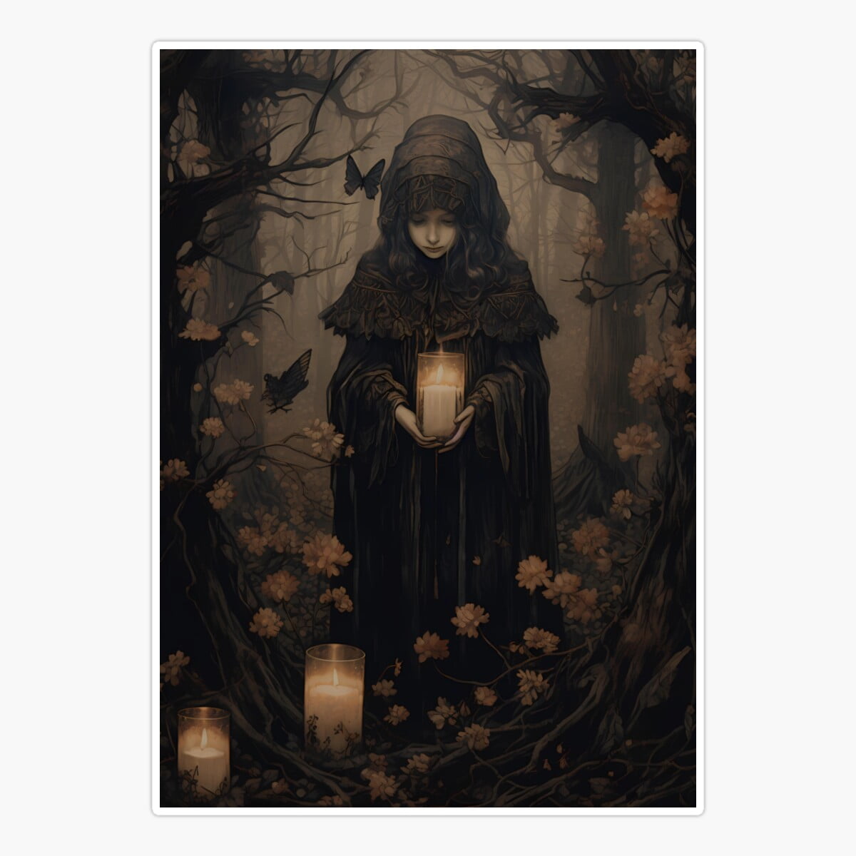 Maneki The Forest Witch Dark Academia Gothic Cottagecore Decor Sticker ...