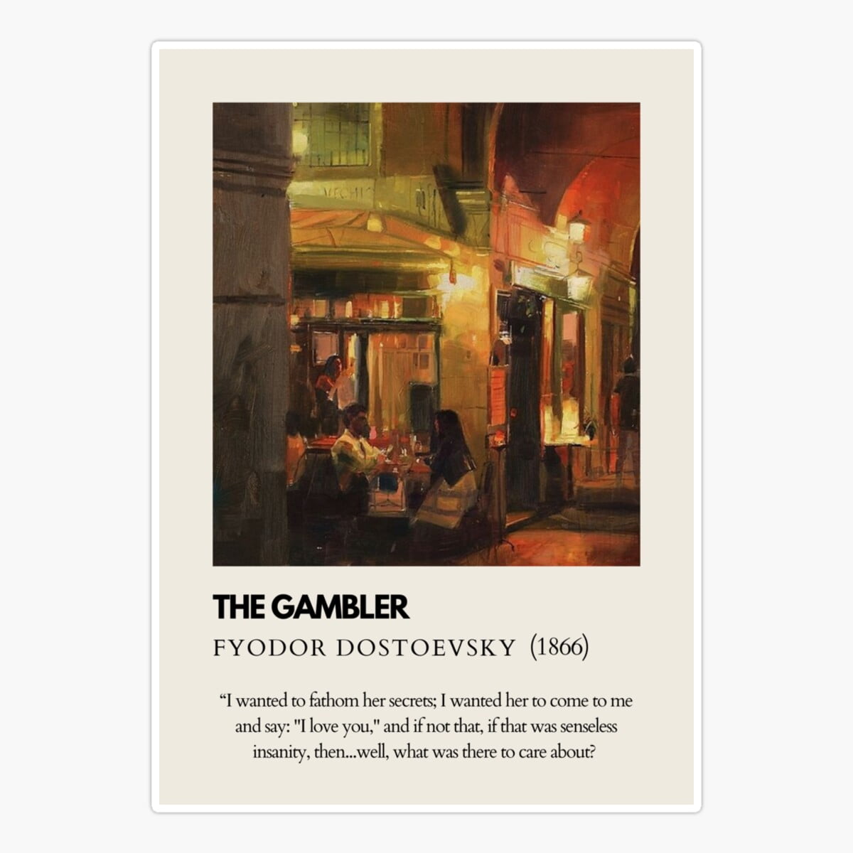 Maneki The Gambler - Fyodor Dostoevsky Poster Sticker, Phone Decal ...