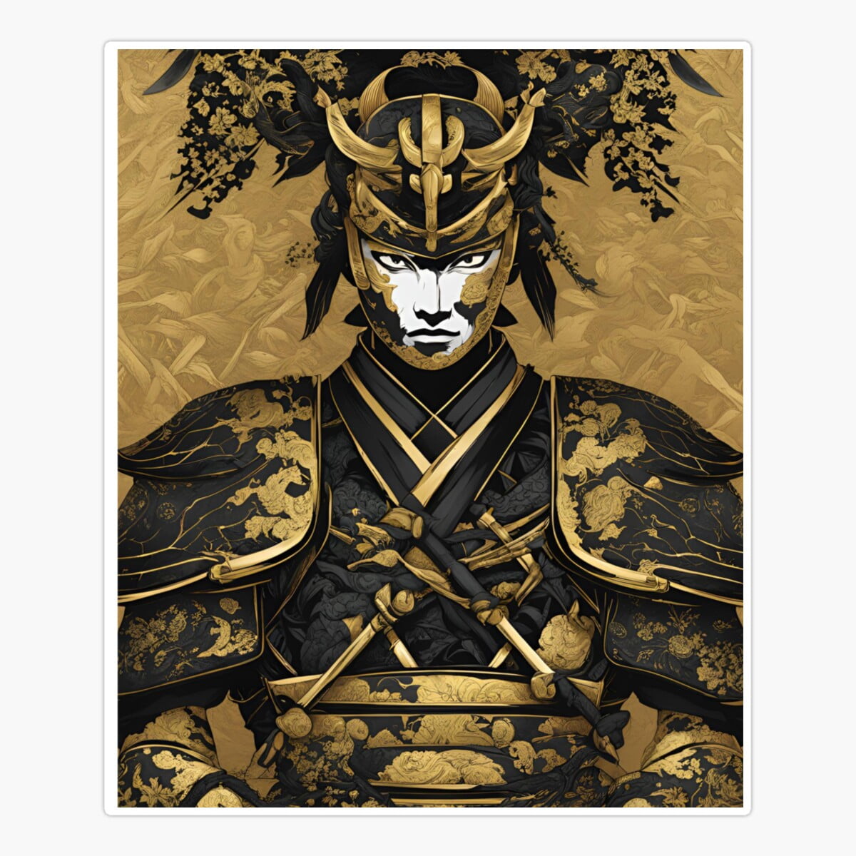 Maneki The Golden Warrior: Samurai Spirit Sticker, Phone Decal Water ...