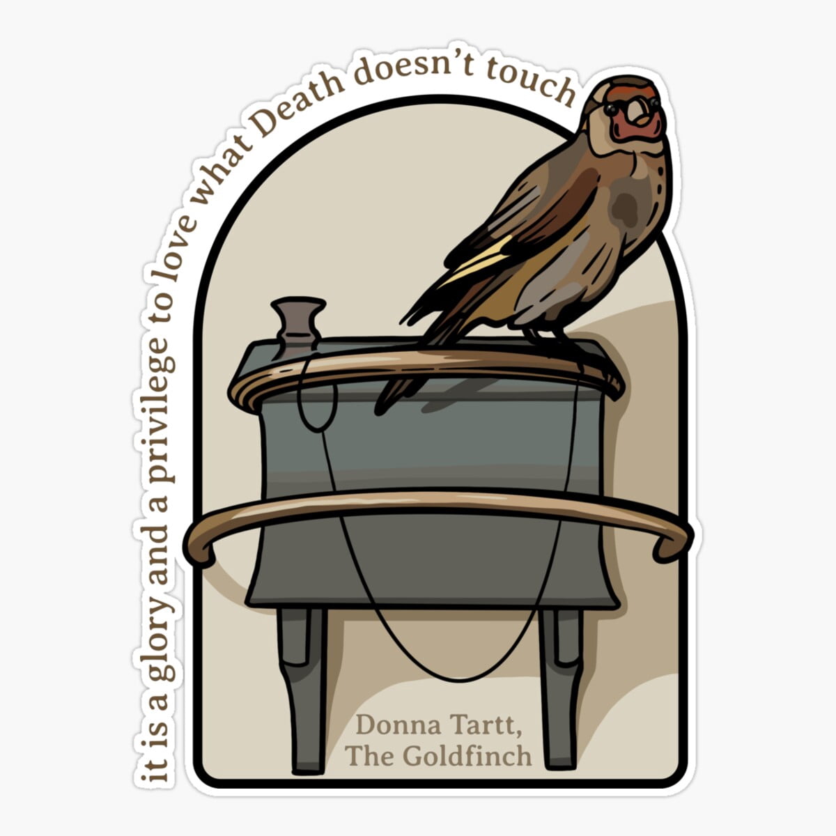 Maneki The Goldfinch By Donna Tartt Sticker, Phone Decal Water Bottle ...