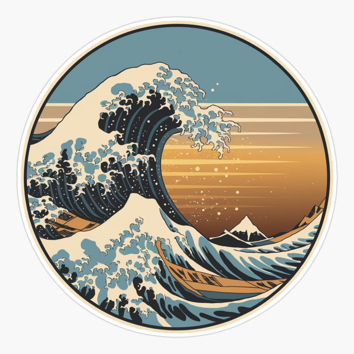Maneki The Great Wave Off Kanagawa Retro Aesthetic Sticker, Phone Decal ...