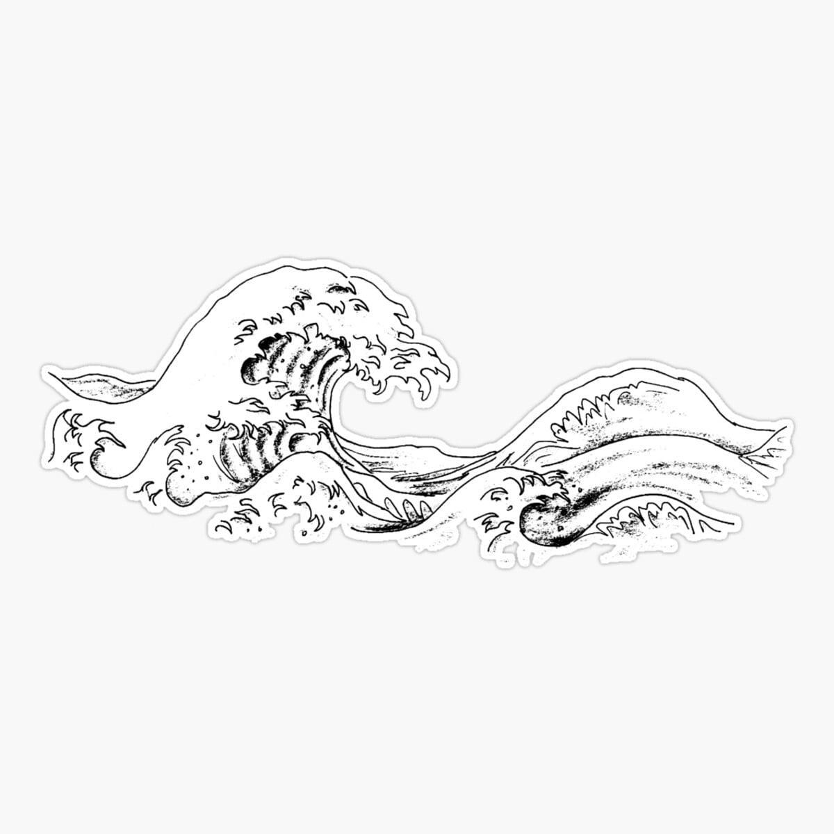 Maneki The Great Wave Off Kanagawa Sticker, Phone Decal Water Bottle ...