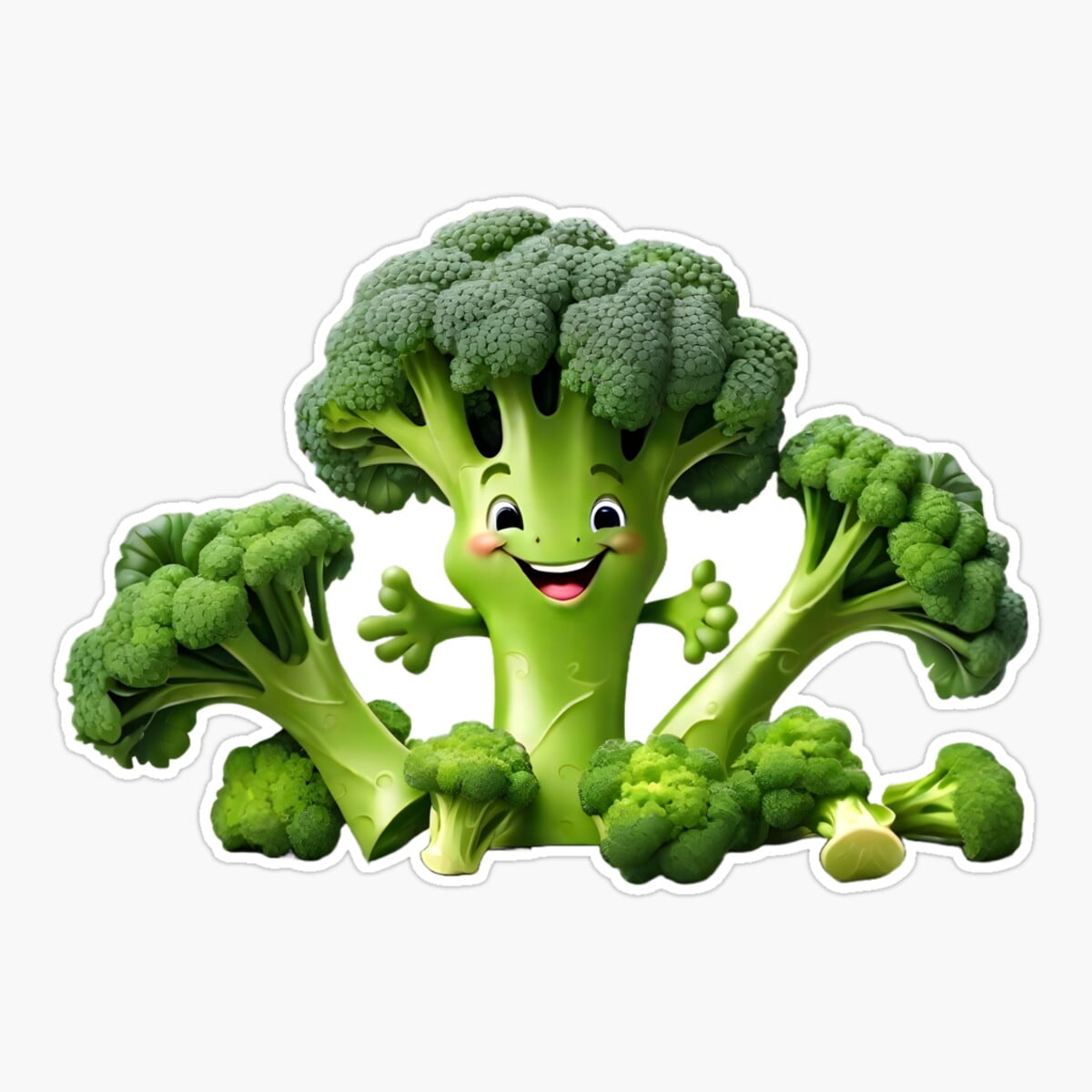 Maneki The Happiest Broccoli Ever Er, Phone Decal Water Bottle Stickers ...