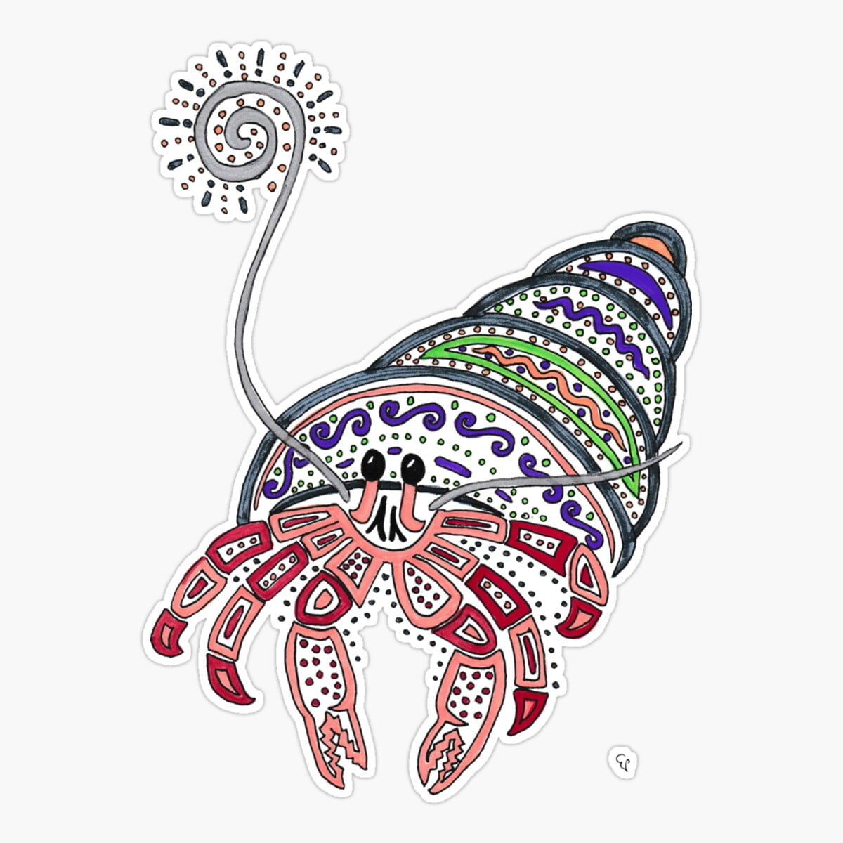 Maneki The Hermit Crab Er, Phone Decal Water Bottle Stickers Car Decals ...