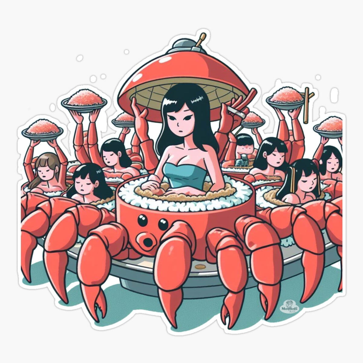 Maneki The Human-Crab Hot Pot Dinner Party Sticker, Phone Decal Water ...