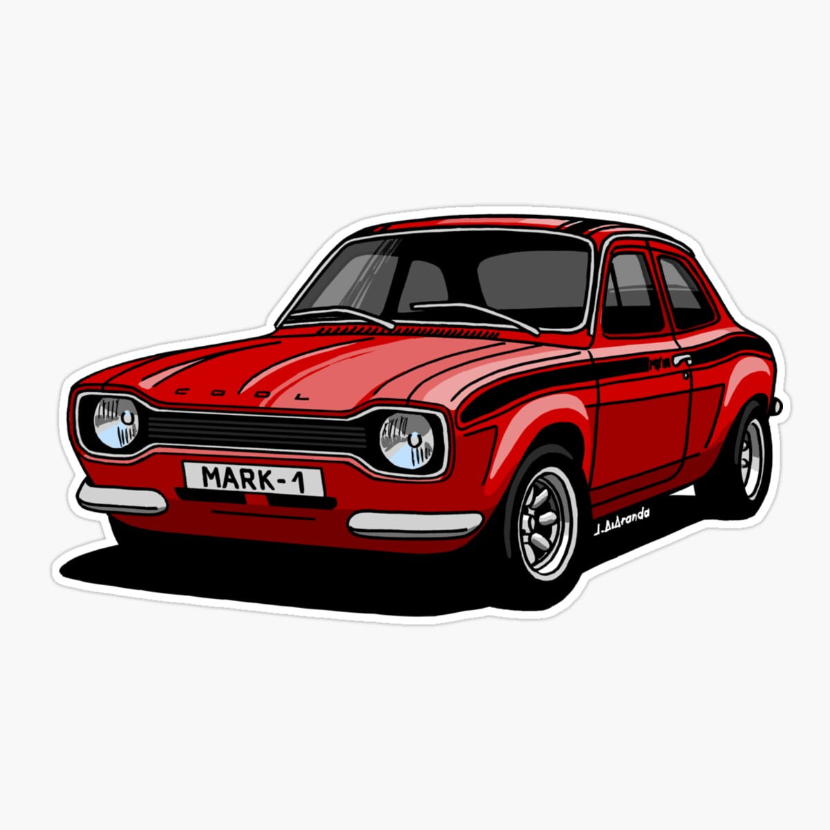 Maneki The Iconic Mexico Mk1 Red With Black Stripes Sticker, Phone ...