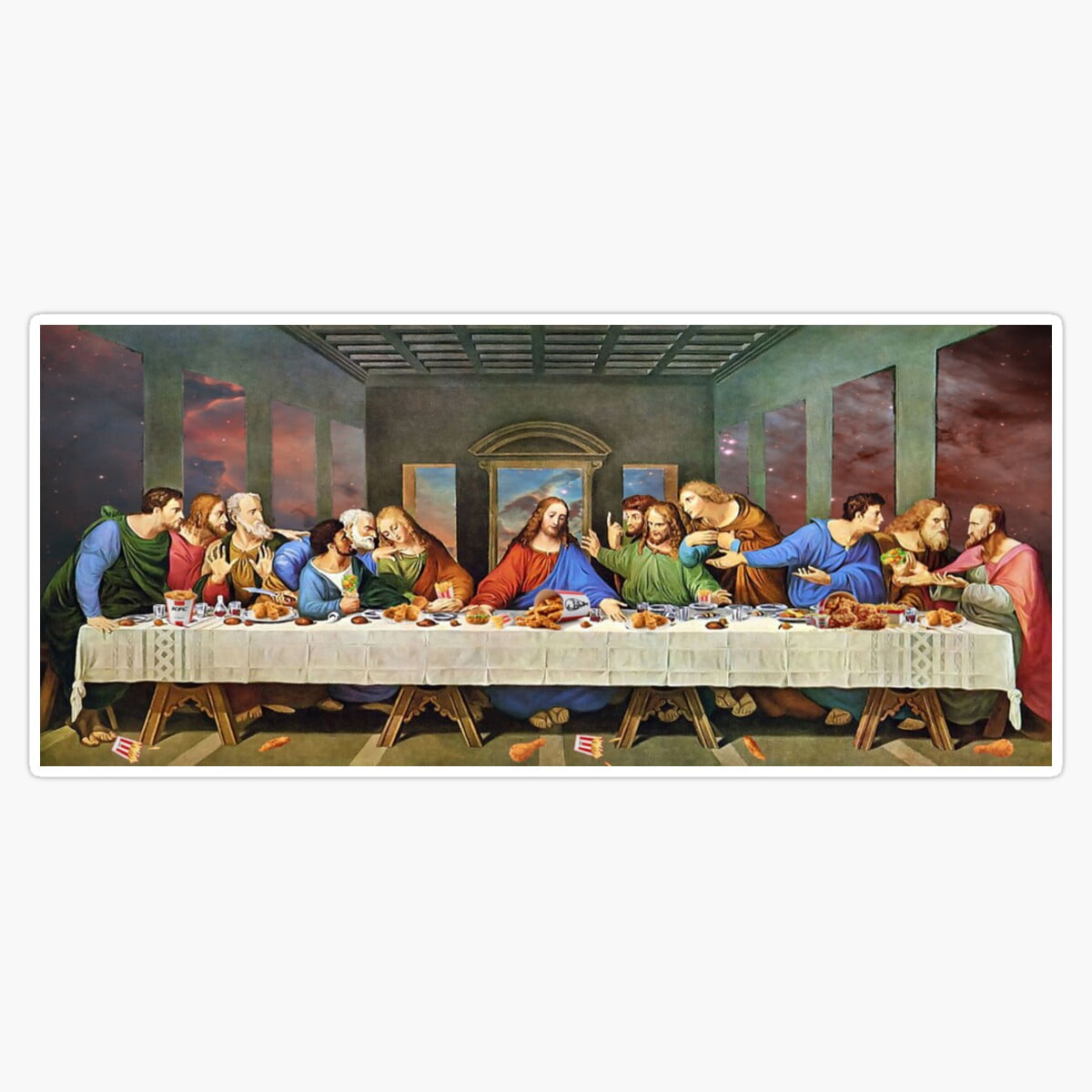 Maneki The Last Supper But It'S Kfc Er, Phone Decal Water Bottle ...