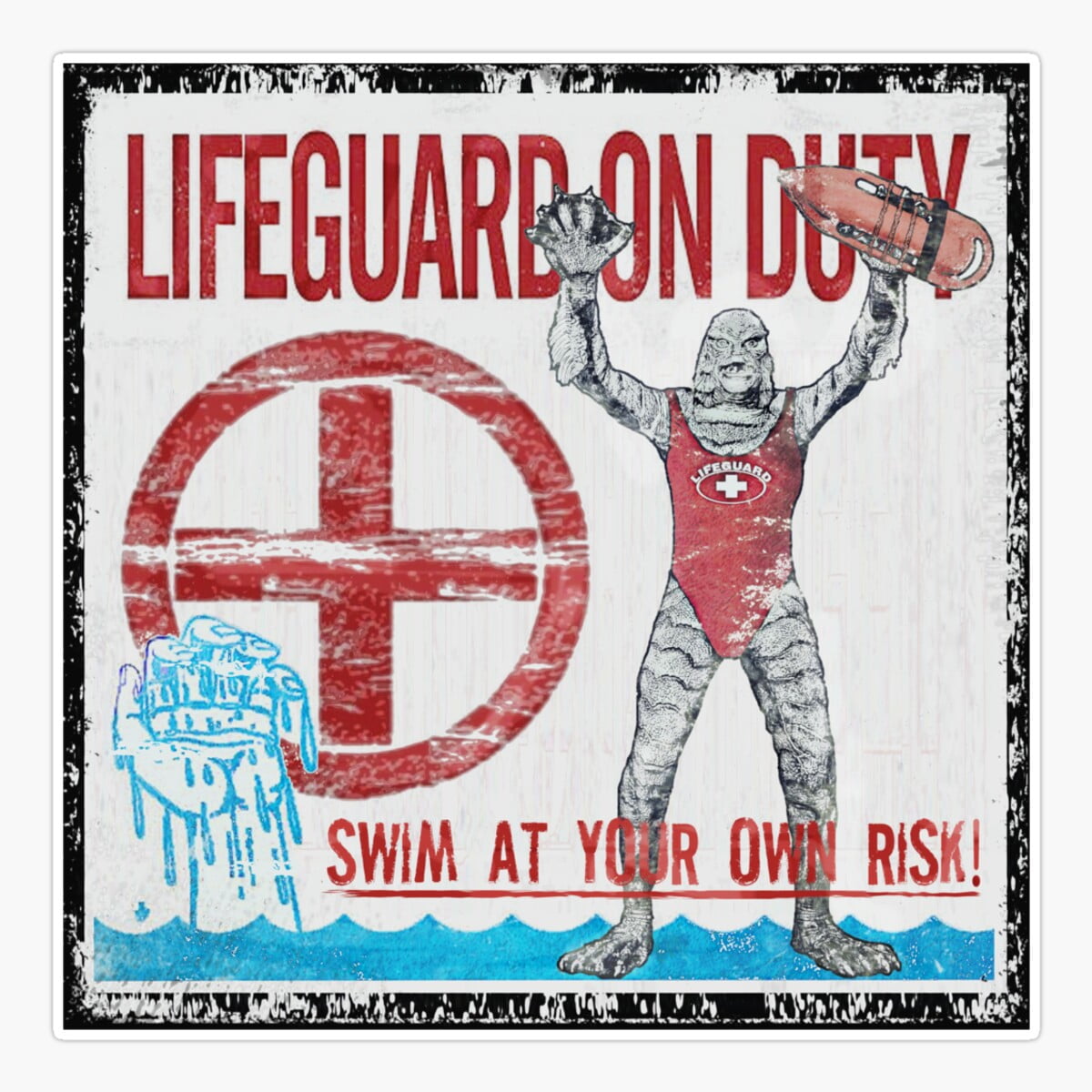 Maneki The Lifeguard Creature Is On Duty (1) Sticker, Phone Decal Water ...