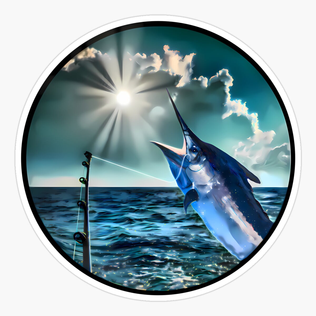 Maneki The Marlin Ish In Deep Sea Ishing Er, Phone Decal Water Bottle ...