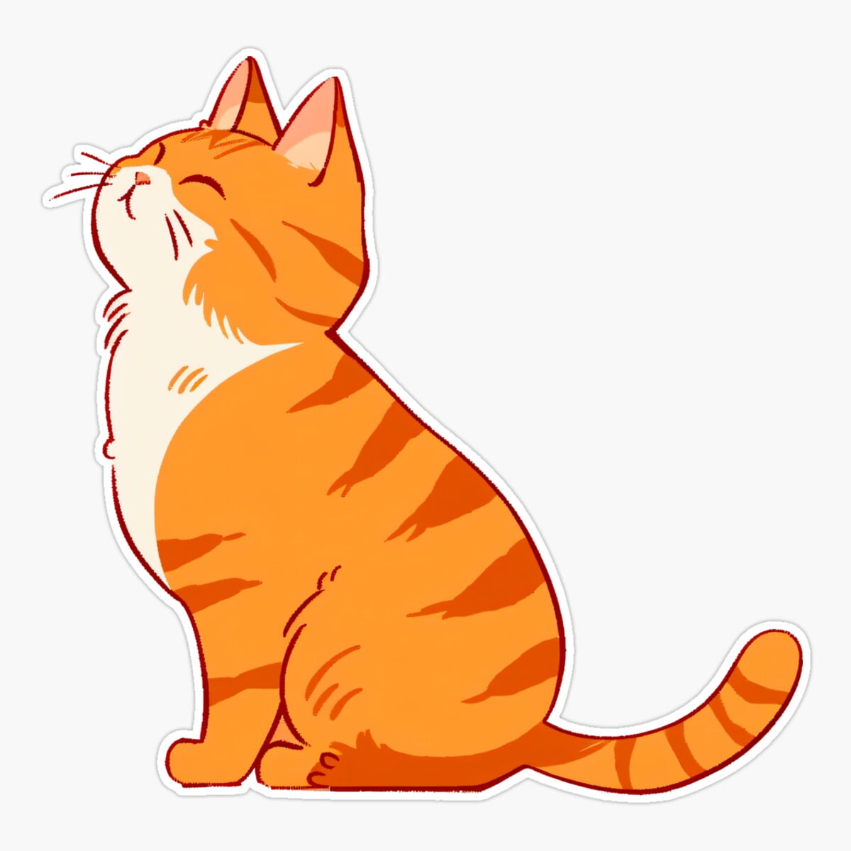 Maneki The Meowing Ginger Tabby Cat Sticker, Phone Decal Water Bottle ...