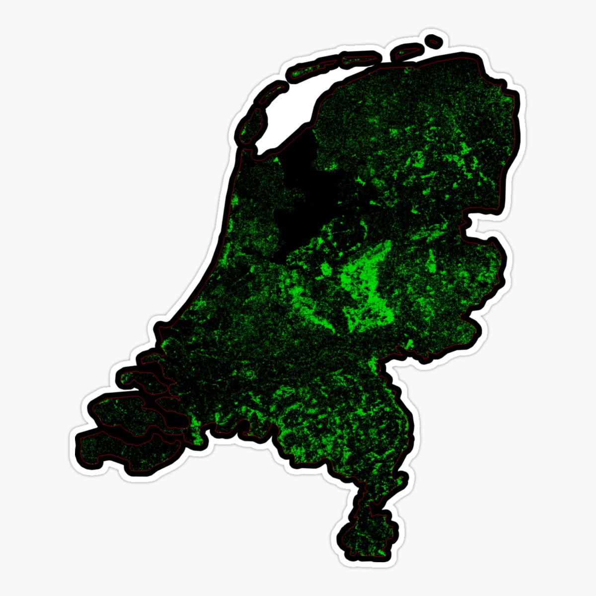 Maneki The Netherlands Orest Cover Map With Black Background Sticker ...