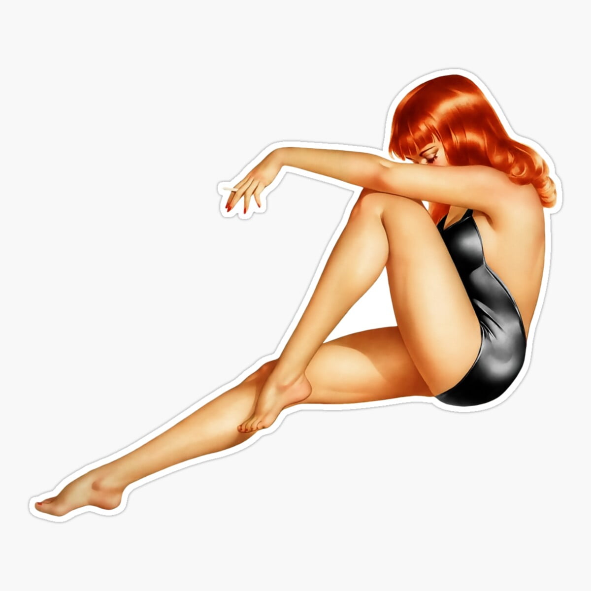 Maneki The Pinup Girl By Alberto Vargas Pin-Up Girl Vintage Artwork Sticker, Phone Decal Water ...