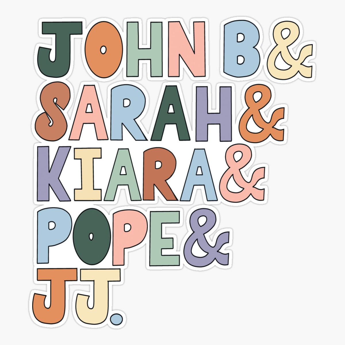 Maneki The Pogues: John B, Sarah, Kiara, Pope, & Jj In Color Er, Phone ...