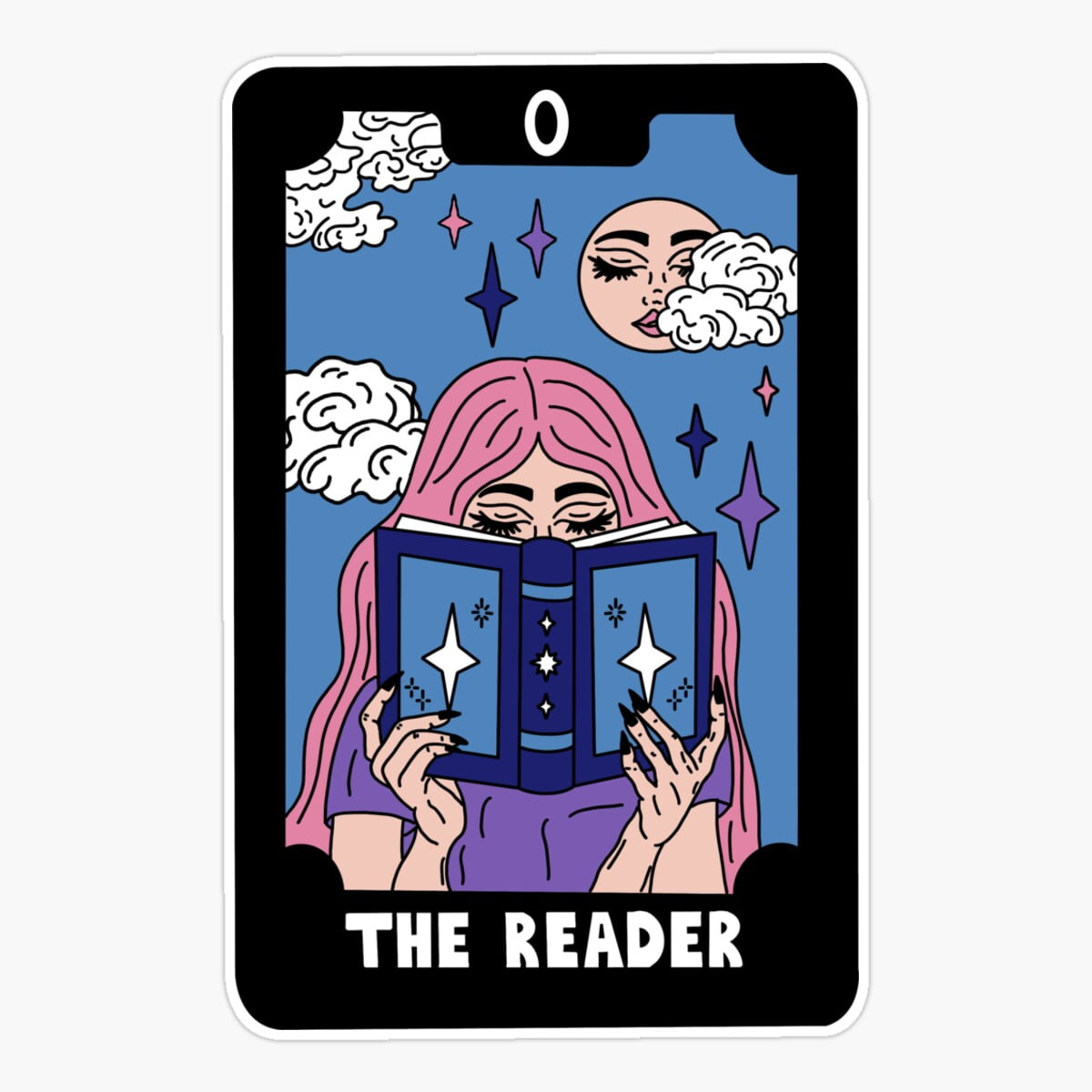 Maneki The Reader – Bookish Tarot Card In Bold Line Art Style Er, Phone ...