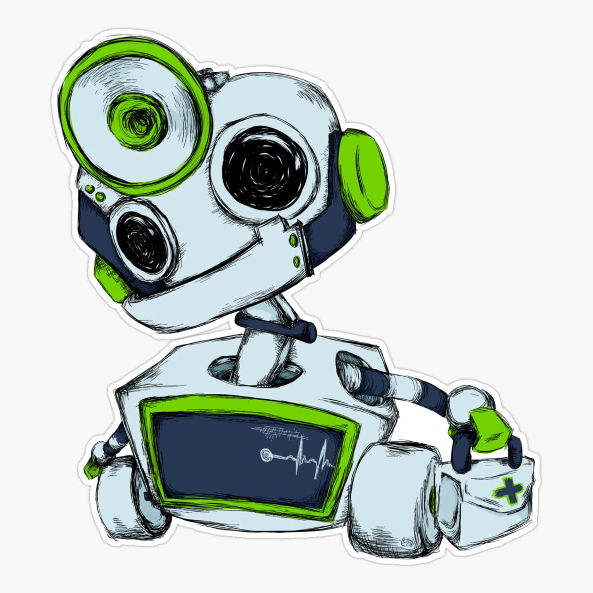 Maneki The Robot Doc: Medbot Er, Phone Decal Water Bottle Stickers Car ...