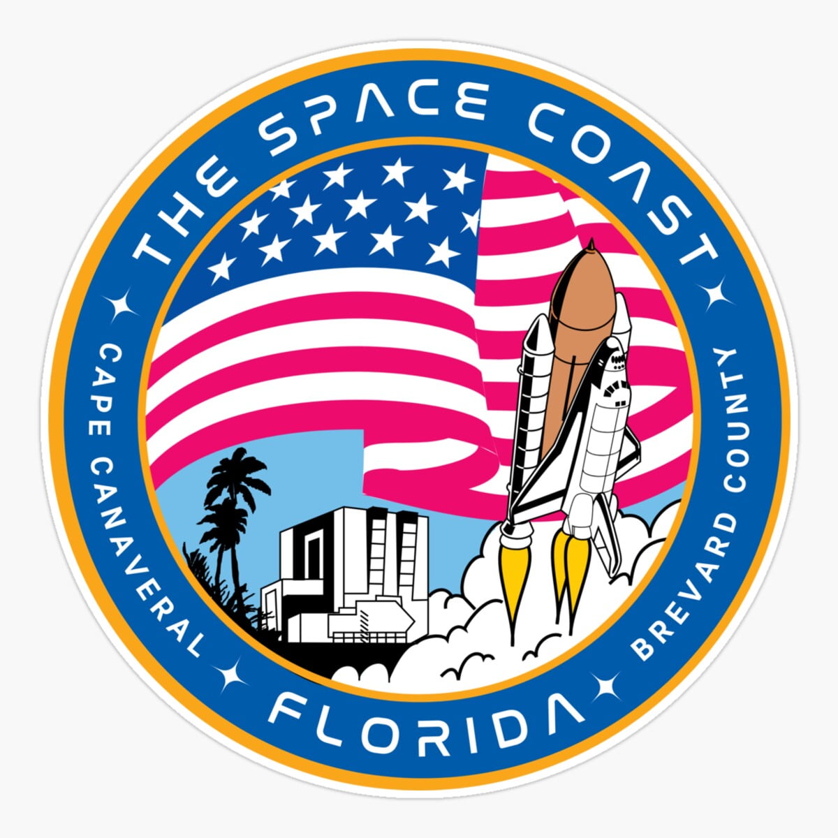 Maneki The Space Coast Florida Cape Canaveral Patriotic Logo Emblem ...